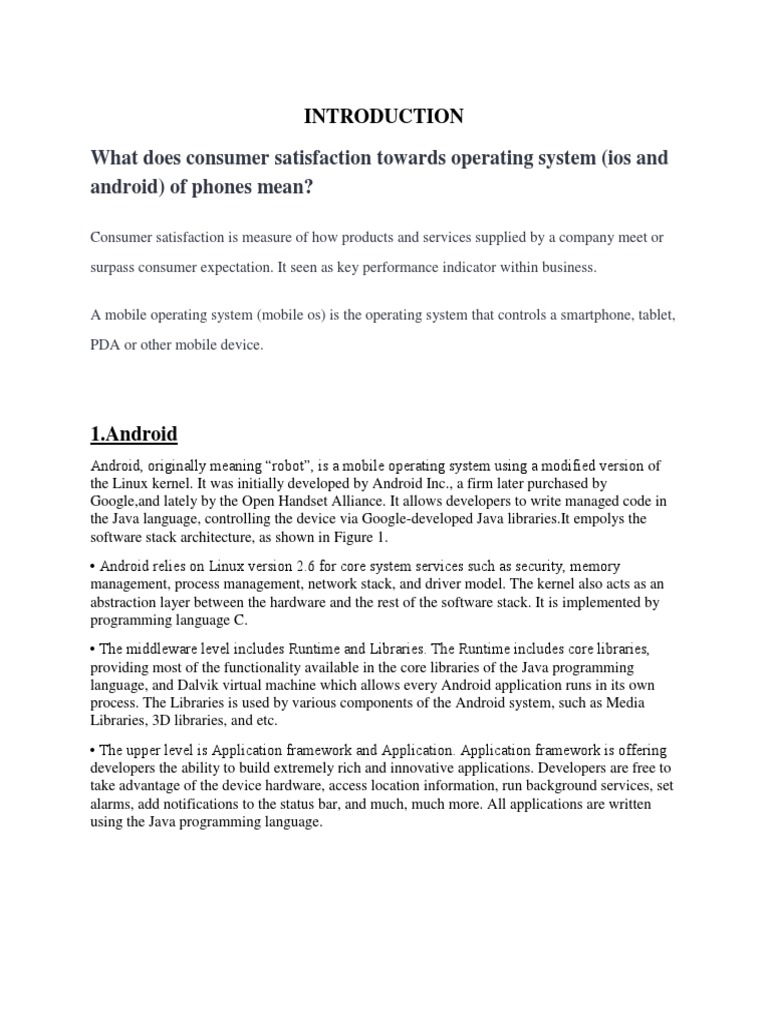 What Does Consumer Satisfaction Towards Operating System (Ios and Android) of Phones Mean? | PDF ...