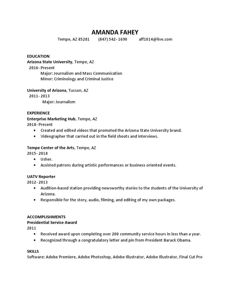 Amanda Fahey: Education Arizona State University, Tempe, AZ | PDF