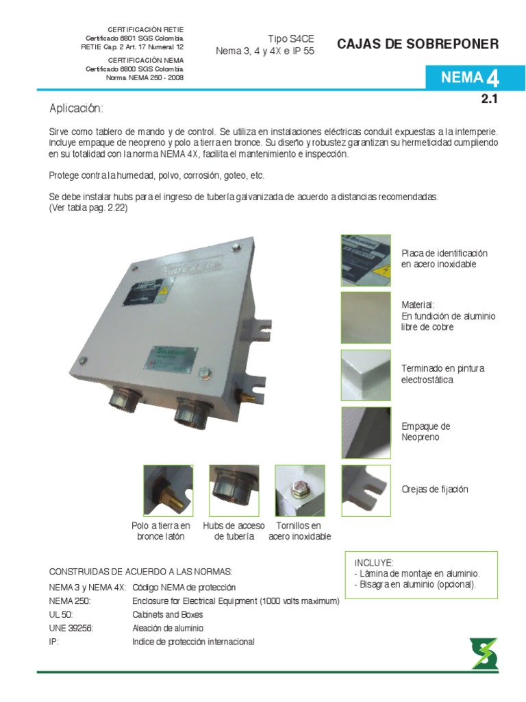 Cajas Nema 4x | PDF | Tubería (transporte de fluidos) | Aluminio