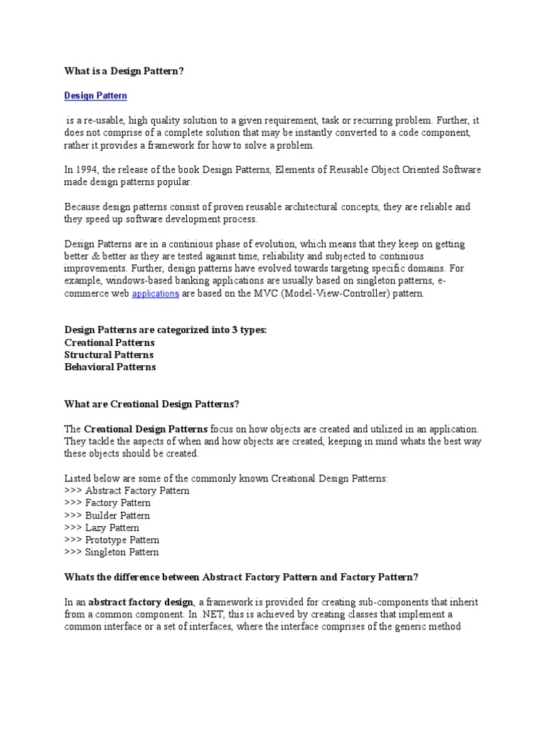 An In-Depth Explanation of Design Patterns, Their Types, Examples and Best Practices | PDF ...