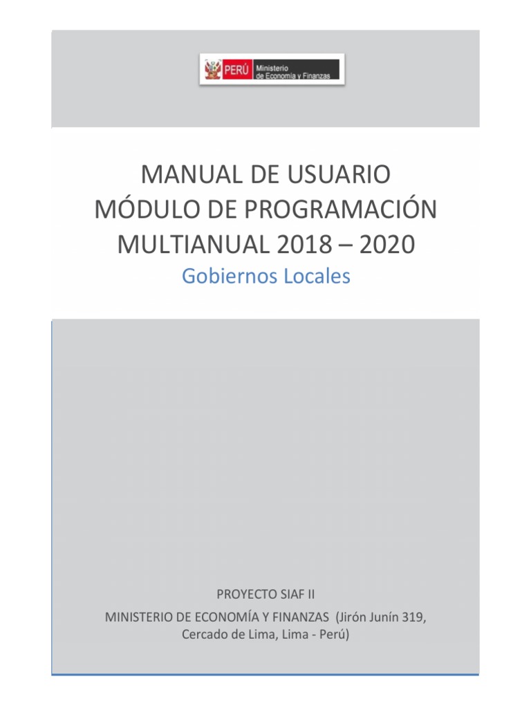 Manual de Usuario Módulo de Programación Multianual 2018 - 2020 | PDF ...