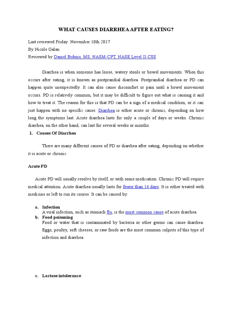 What Causes Diarrhea After Eating | Download Free PDF | Irritable Bowel ...