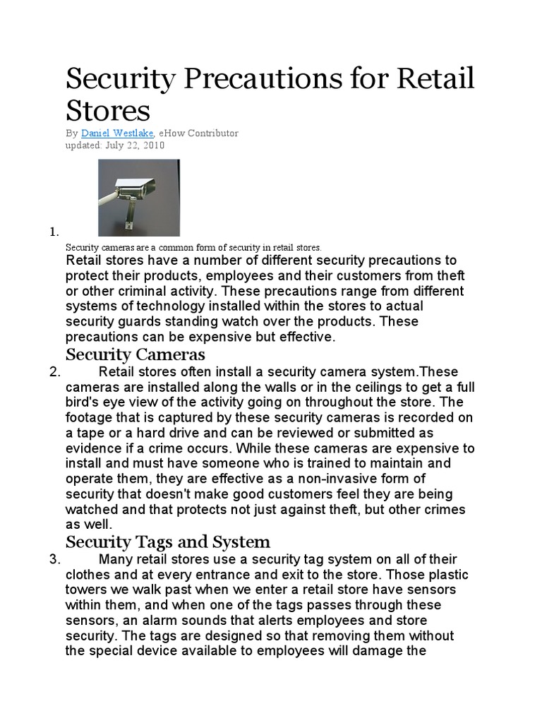 Security Precautions For Retail Stores | PDF | Closed Circuit ...