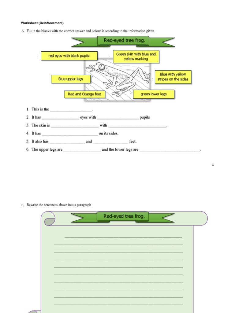 Frog Coloring and Writing Worksheet | PDF | Frog | Nature