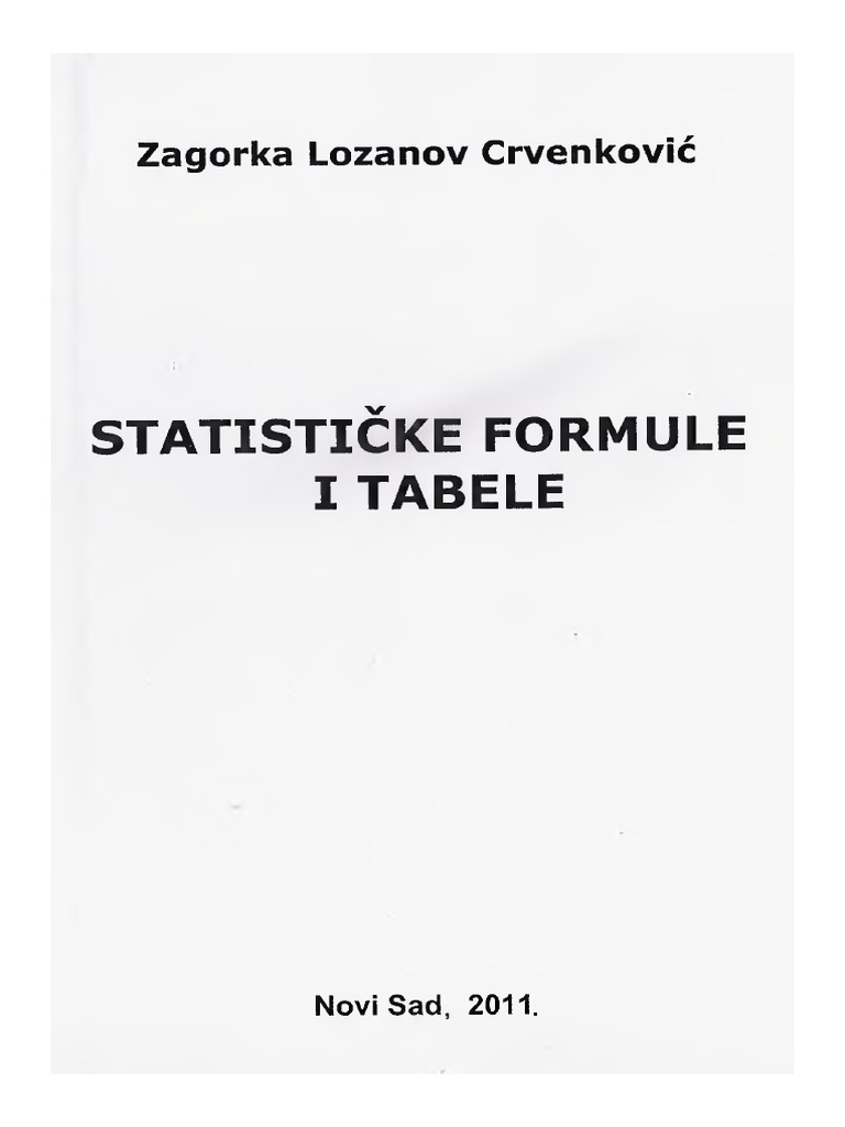 Zagorka Lozanov - Statisticke Formule I Tabele - SPARKS PDF | PDF