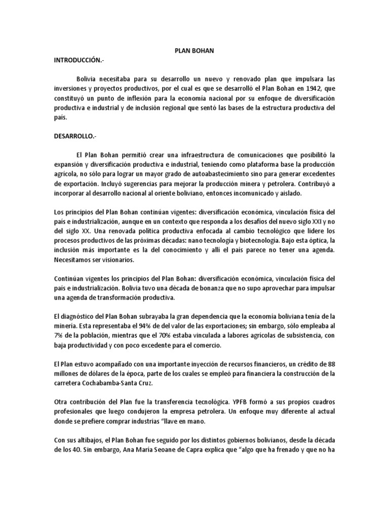 Plan Bohan Bolivia | PDF | Bolivia | Agricultura