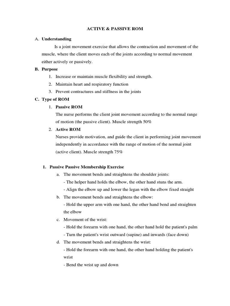 Active & Passive Rom | PDF | Hand | Elbow