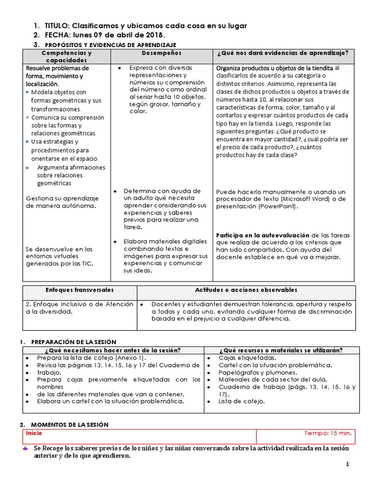 Clasificación de Objetos por Forma y Tamaño | PDF | Aprendizaje | Science