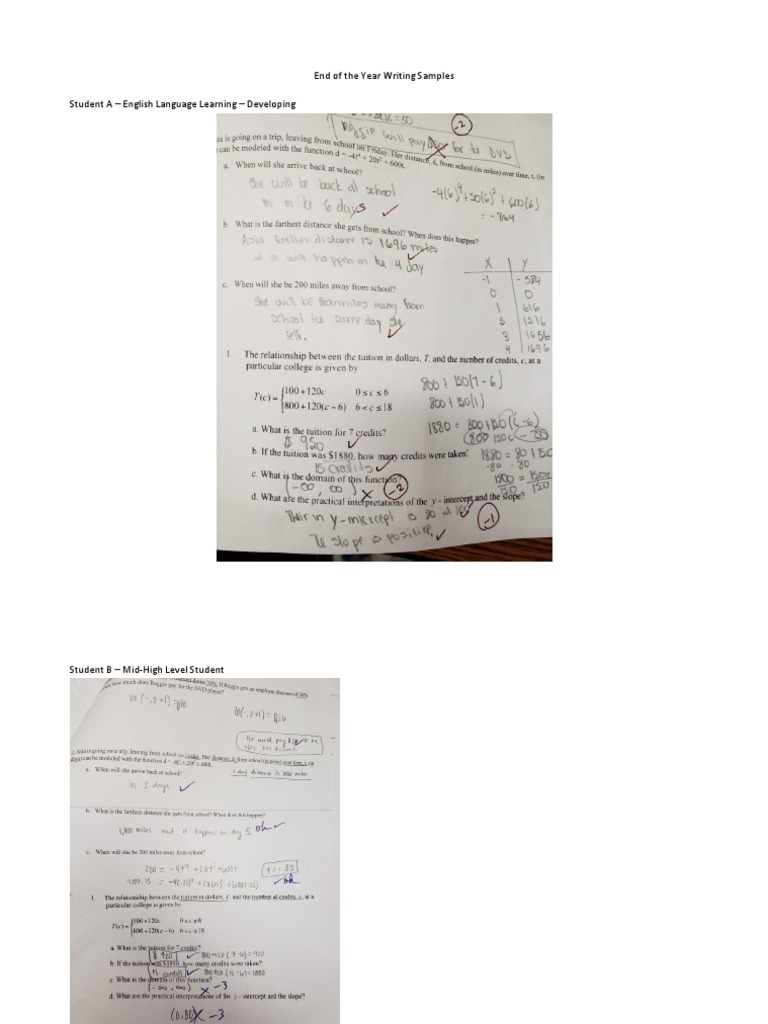 End-of-Year Writing Samples Review | PDF