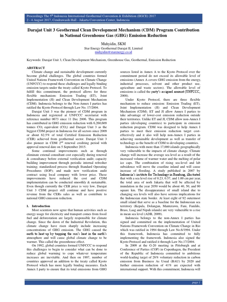 FP - Spec - 08 - Muhyidin - Darajat Unit 3 Geothermal Clean Development ...