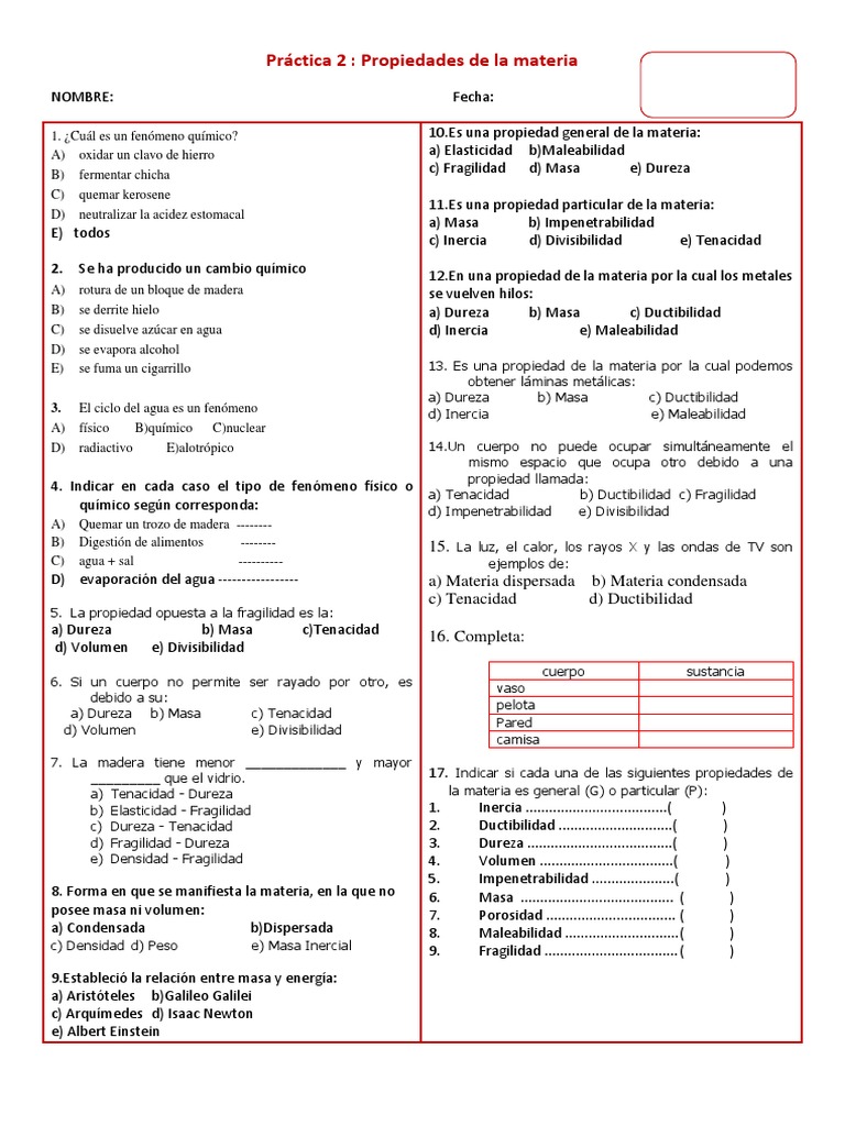 Propiedades de la Materia: Práctica 2 | PDF | Masa | Importar