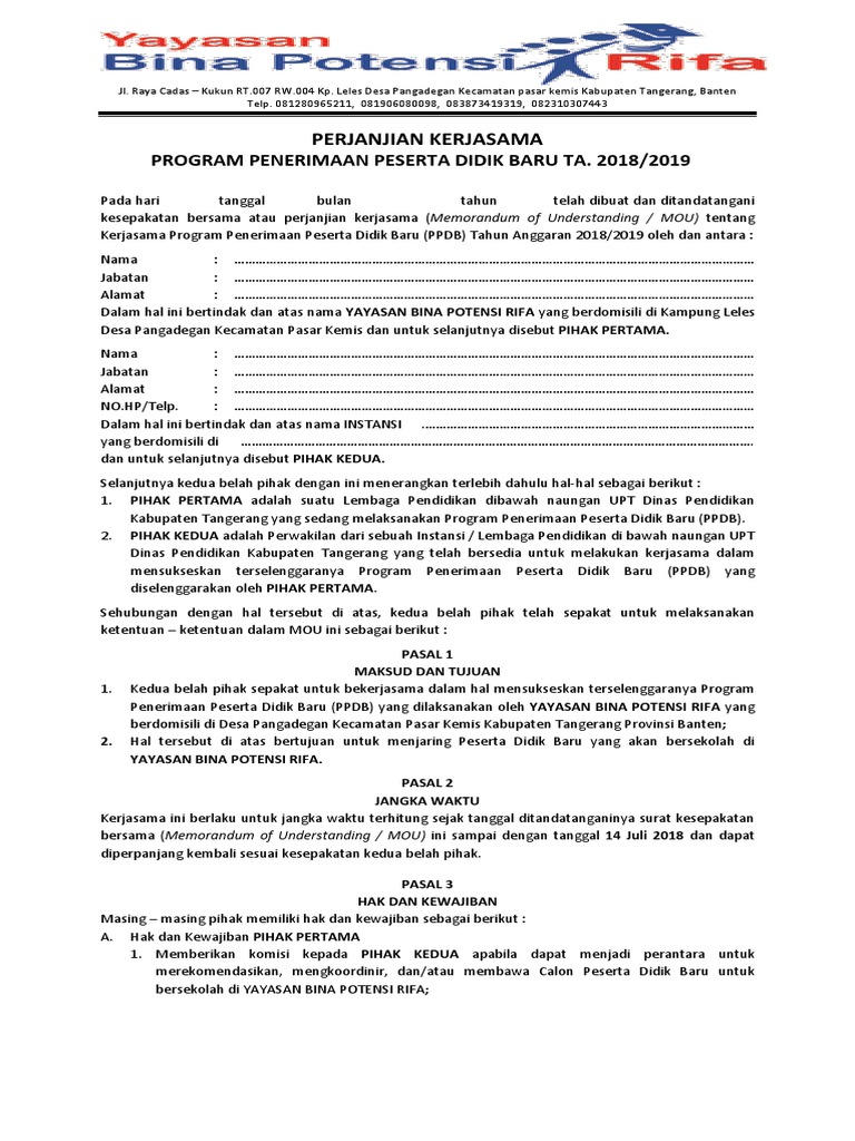 Mou Sekolah PPDB | PDF