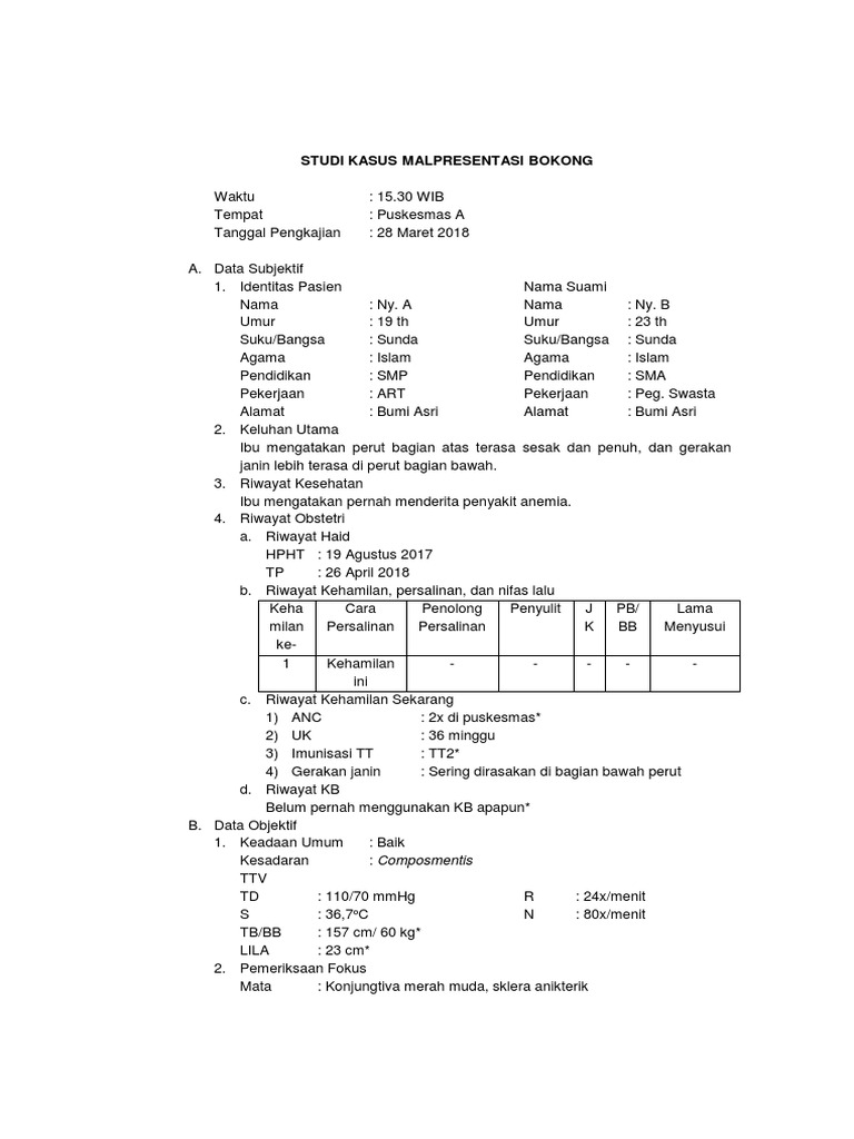 Studi Kasus Malpresentasi Bokong-Edit | PDF