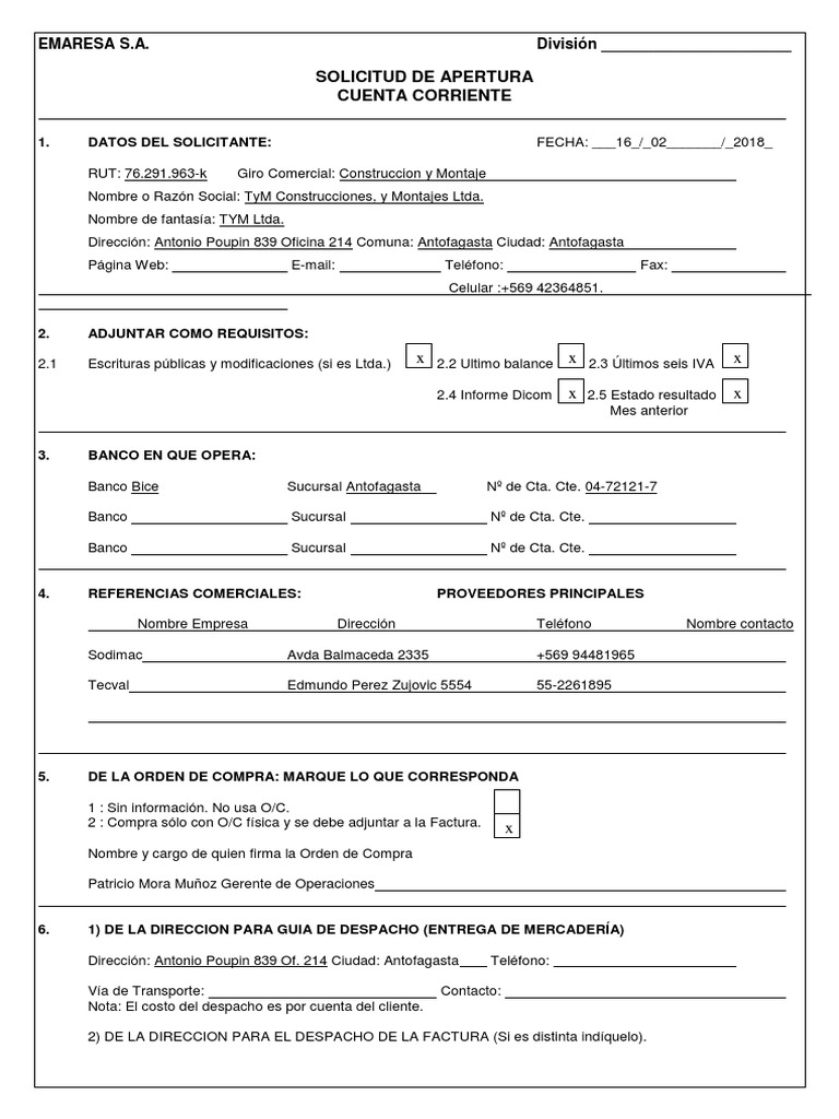 Solicitud Apertura Cta Cte | PDF | Business