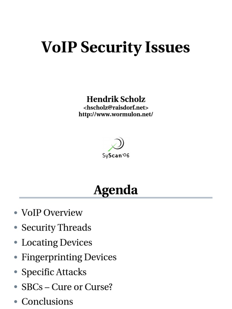 Syscan 06 - VoIP Security Issues | PDF | Session Initiation Protocol | Internet Protocols