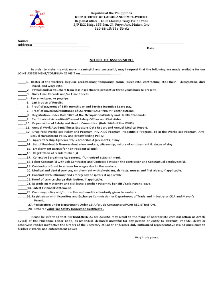 Notice of Assessment | PDF | Trade Union | United States Labor Law