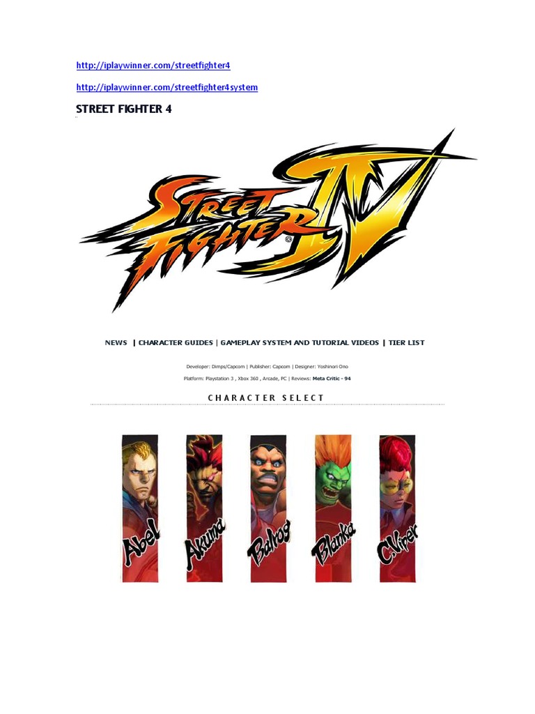 Street Fighter IV Guia Completo | PDF | Video Game Franchises | Capcom