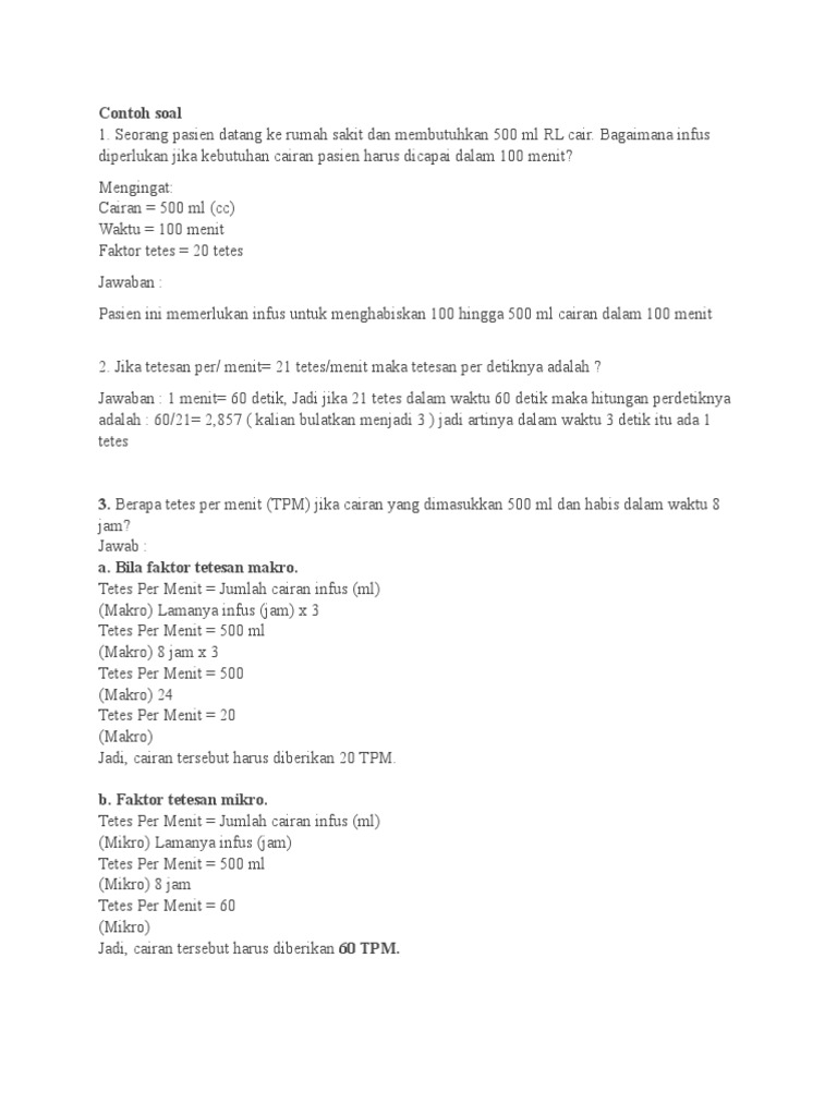 Contoh Soal Tetesan Infus | PDF