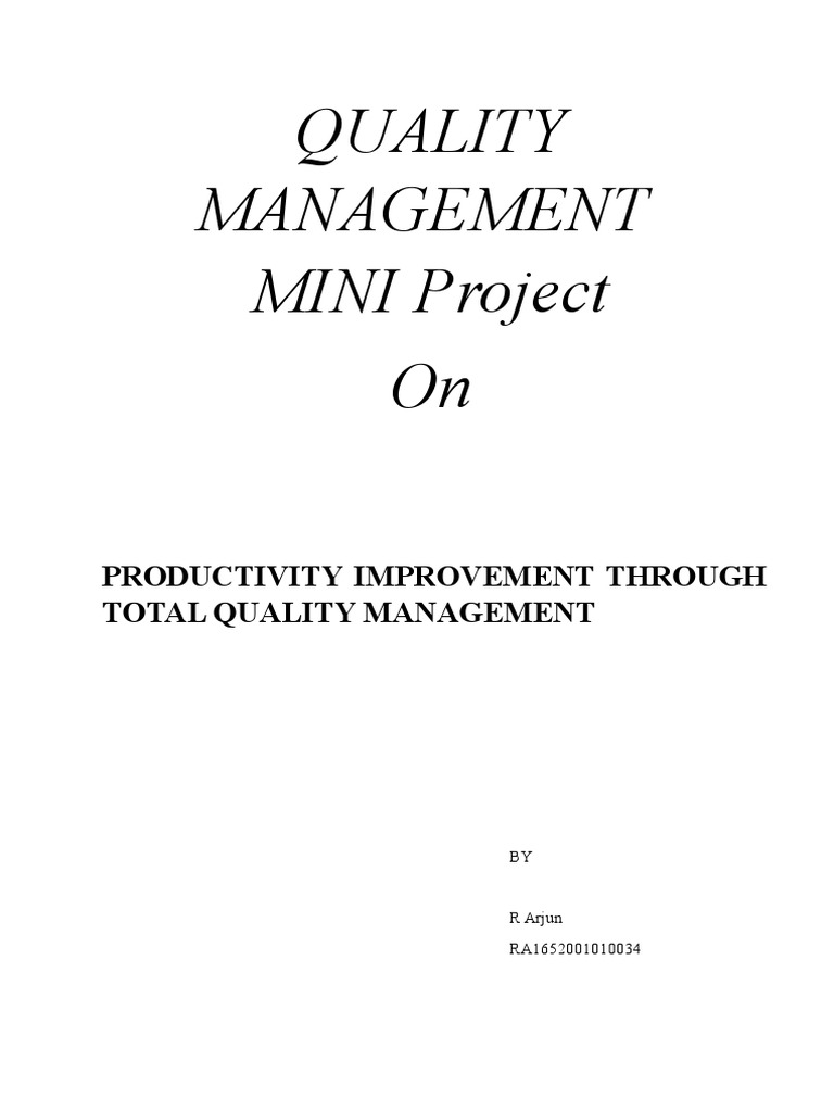 Quality Management MINI Project On | PDF | Quality Management ...