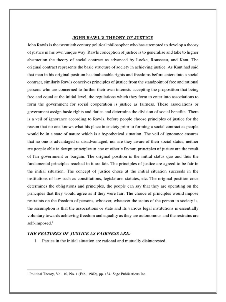 John Rawl'S Theory of Justice | PDF | John Rawls | Justice