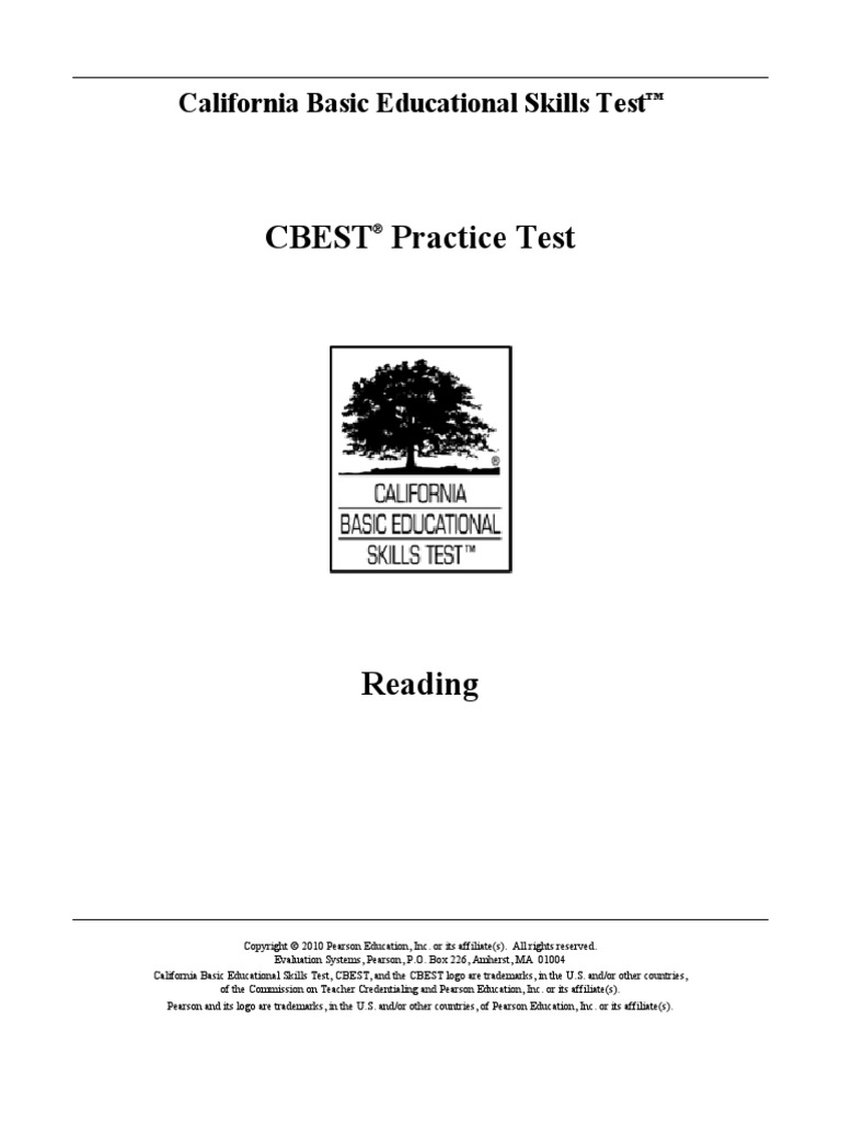 Cbest Practice Test: California Basic Educational Skills Test | PDF ...