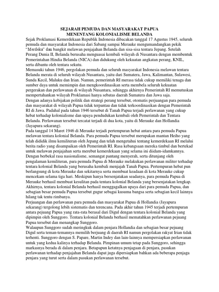 Perlawanan Rakyat Papua Terhadap Penjajah | PDF