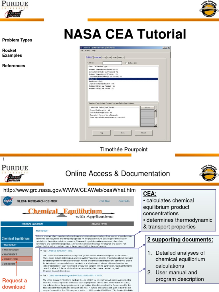 NASA CEA Tutorial: Problem Types Rocket Examples References | PDF | Zip ...