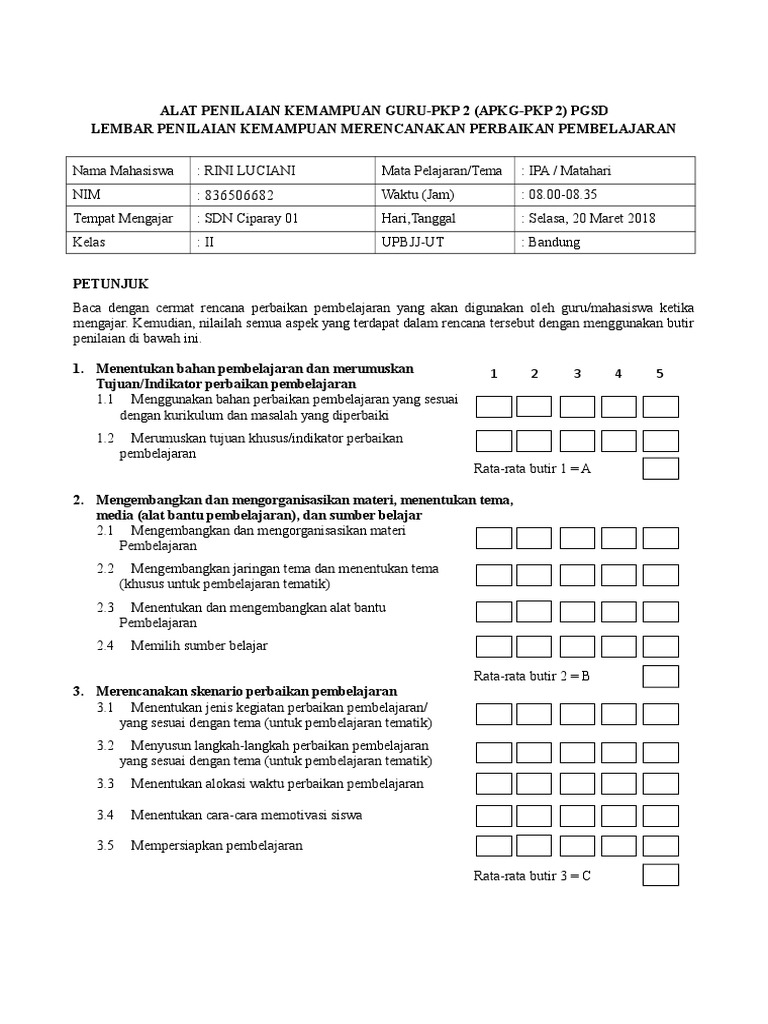 Penilaian Kemampuan Guru PKP 2 PGSD | PDF | Karier & Perkembangan ...