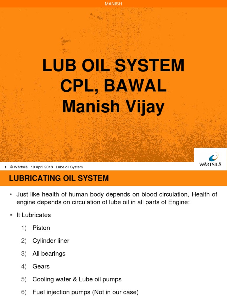 Lub Oil System CPL, Bawal Manish Vijay | PDF | Motor Oil | Internal ...