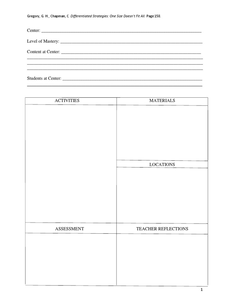 Center Planning Template | PDF