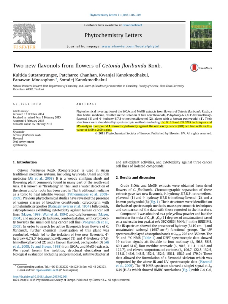 Phytochemistry Letters | PDF | Thin Layer Chromatography | Physical ...