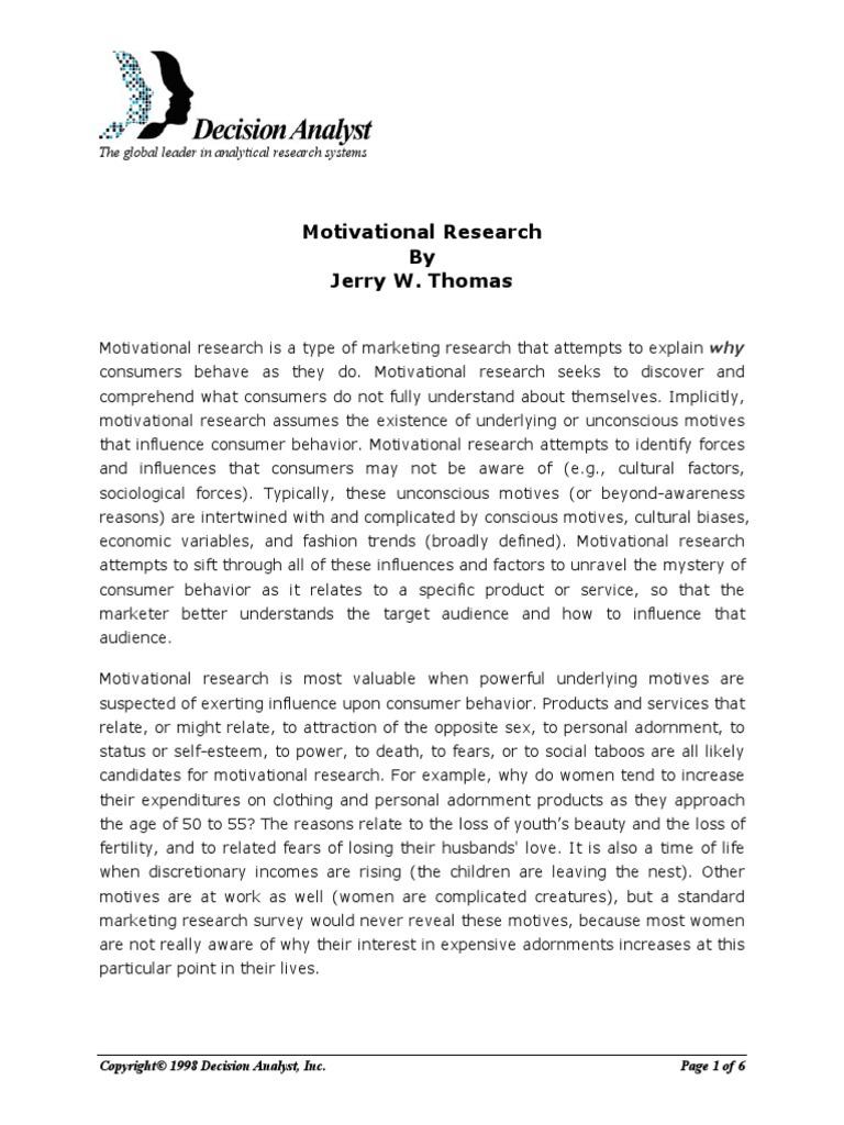 Motivational Research by Jerry W. Thomas: The Global Leader in ...