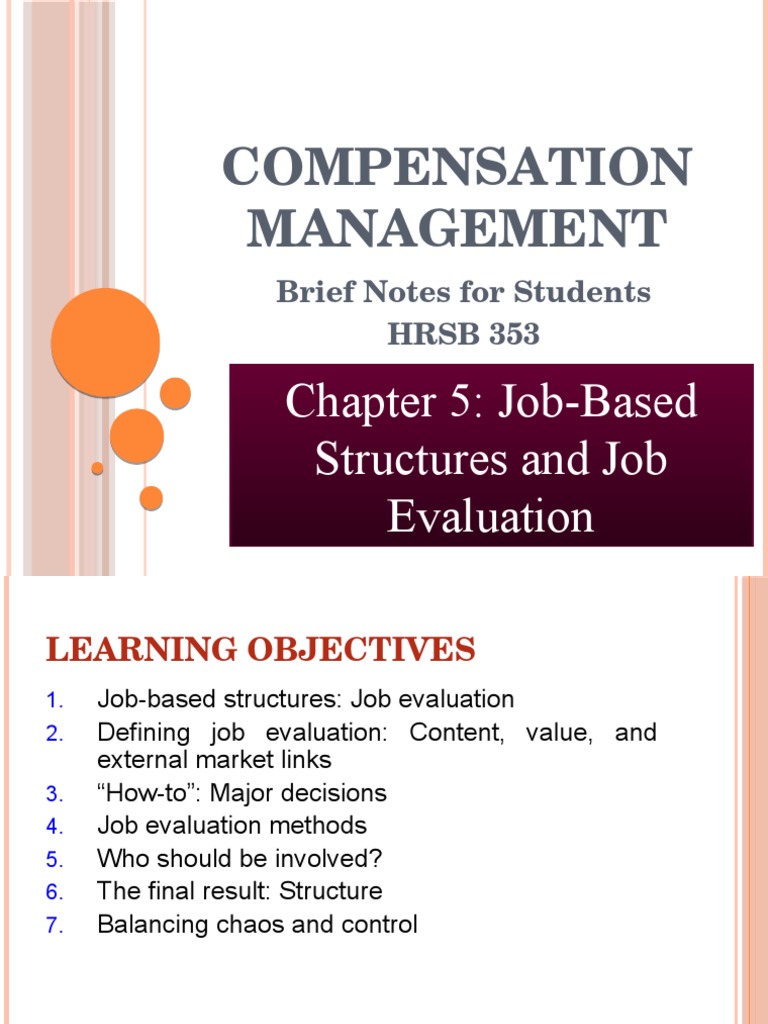 Chapter 5 - Job Based Structures and Job Evaluation | PDF | Employment ...
