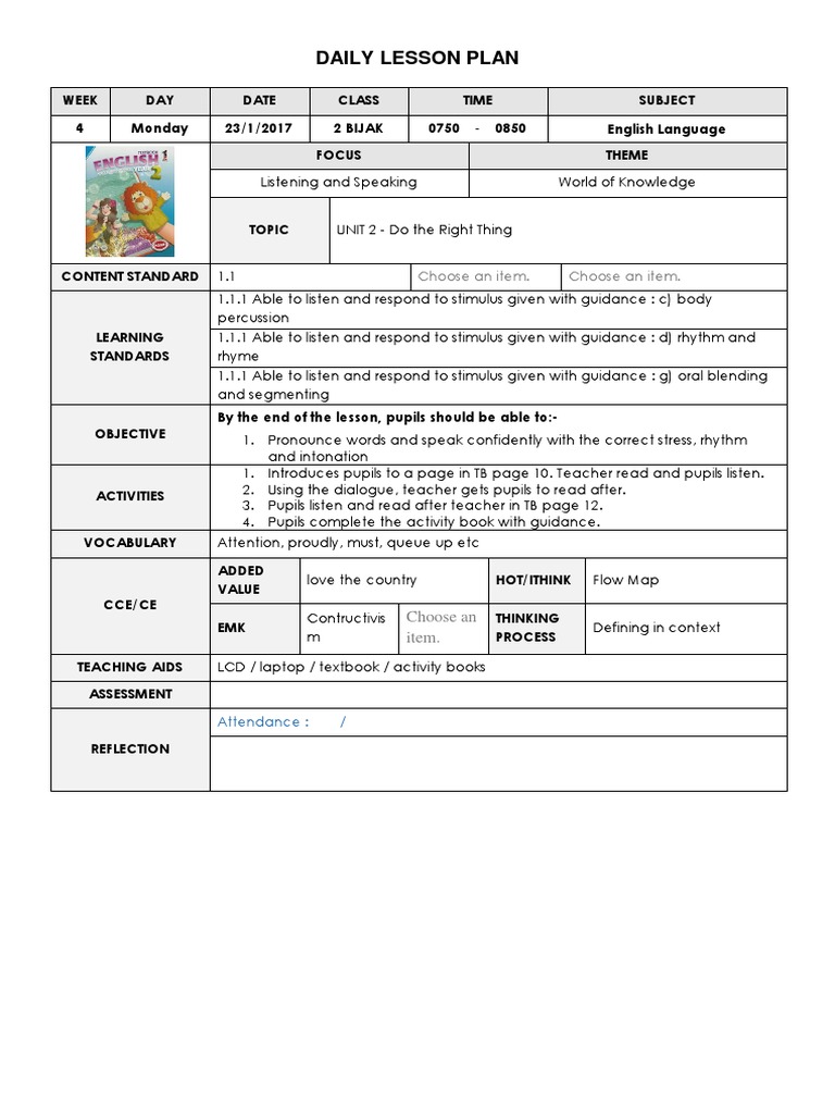 Lesson Plan Yr 2 Week 4 at 2017 | PDF | Lesson Plan | Teachers