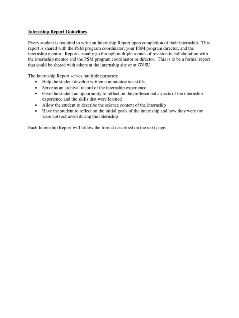 Internship Report Guidelines | PDF | Internship | Job Hunting