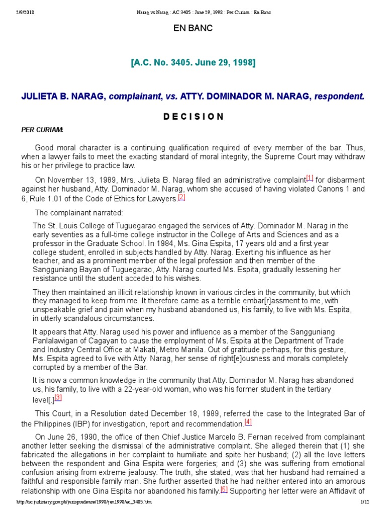 Narag V Narag | PDF | Testimony | Lawyer