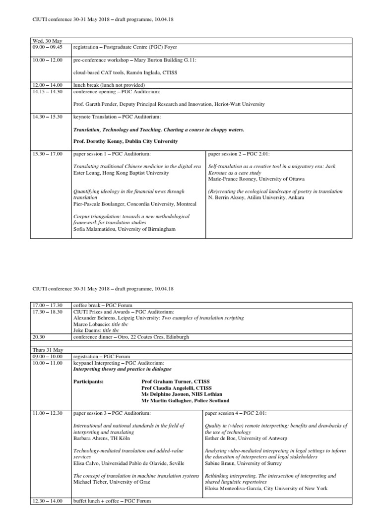 CIUTI 2018 Conference Programme | PDF | Applied Linguistics | Cognitive ...