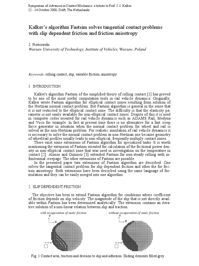 Fastsim Algorithm Extensions for Rail Dynamics | PDF