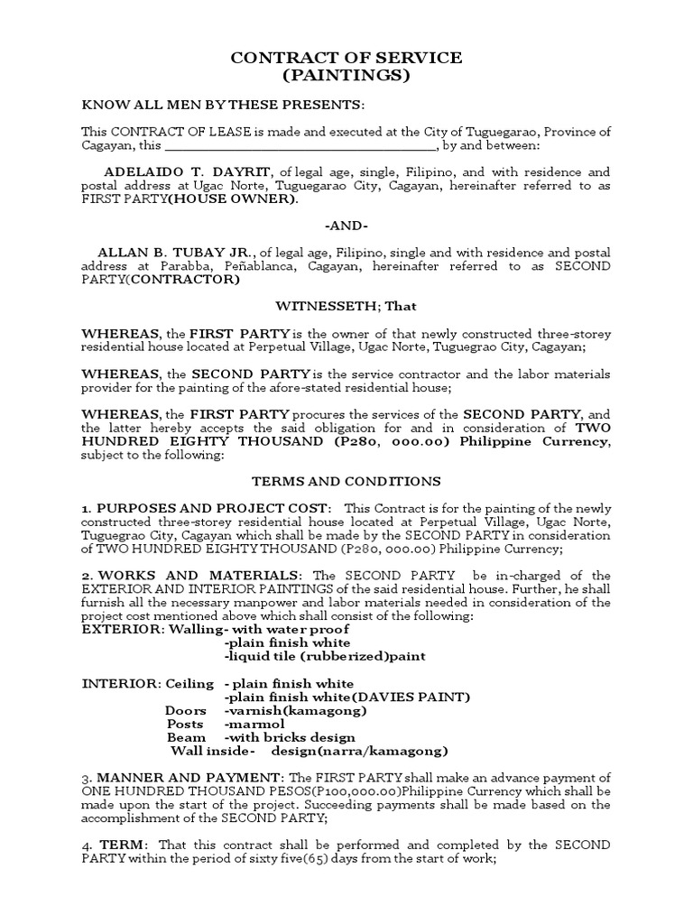Contract of Service | PDF | Drywall | Philippines