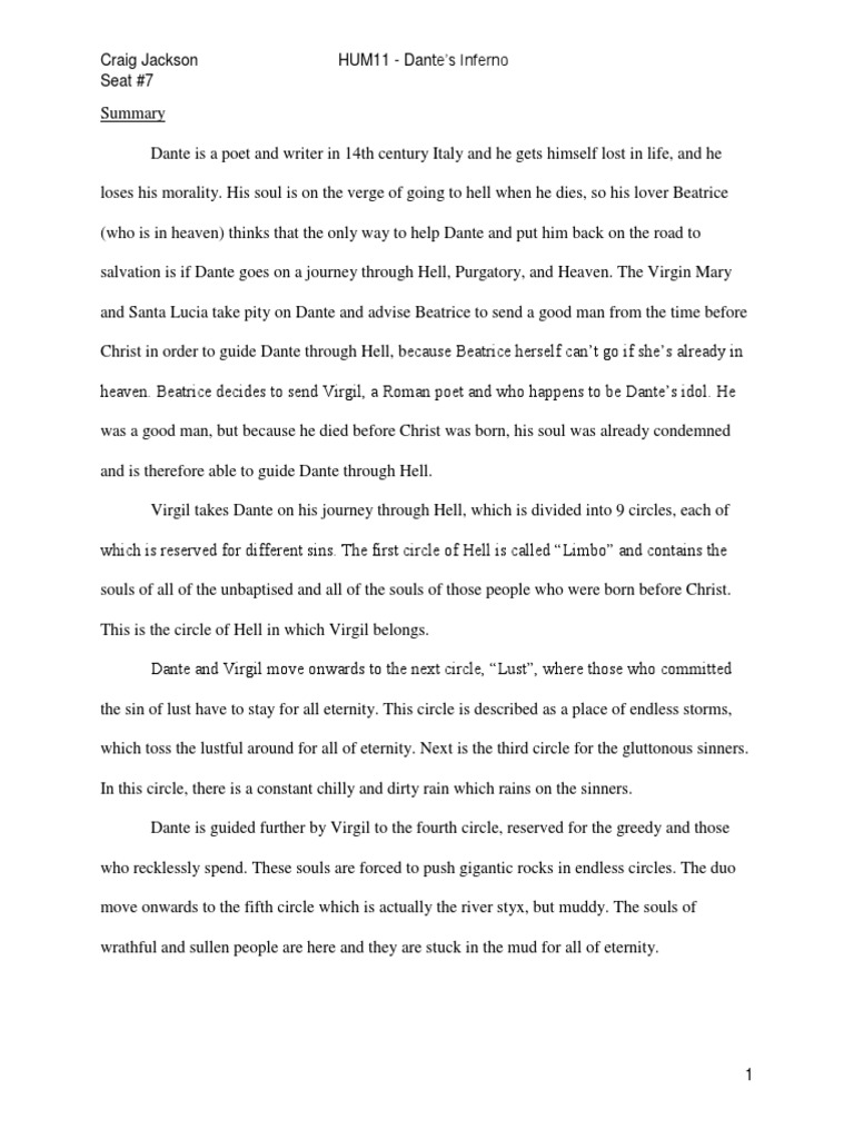 Summary of Dantes Inferno | PDF | Inferno (Dante) | Hell