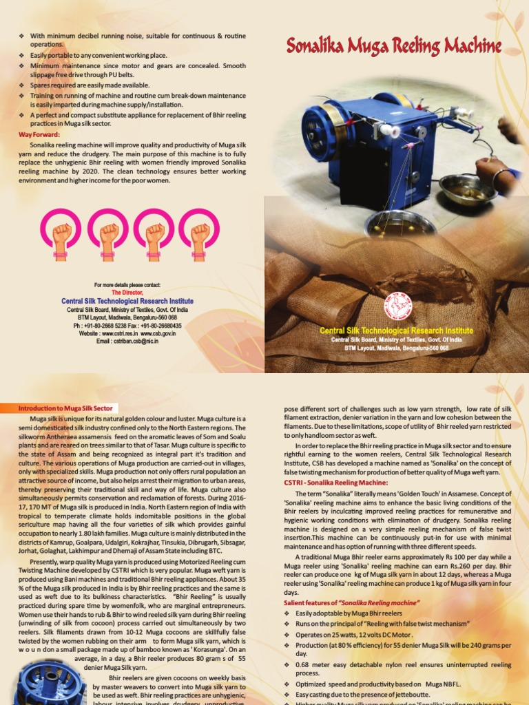 Muga Reeling Sonalika Machine | PDF | Silk | Fibers