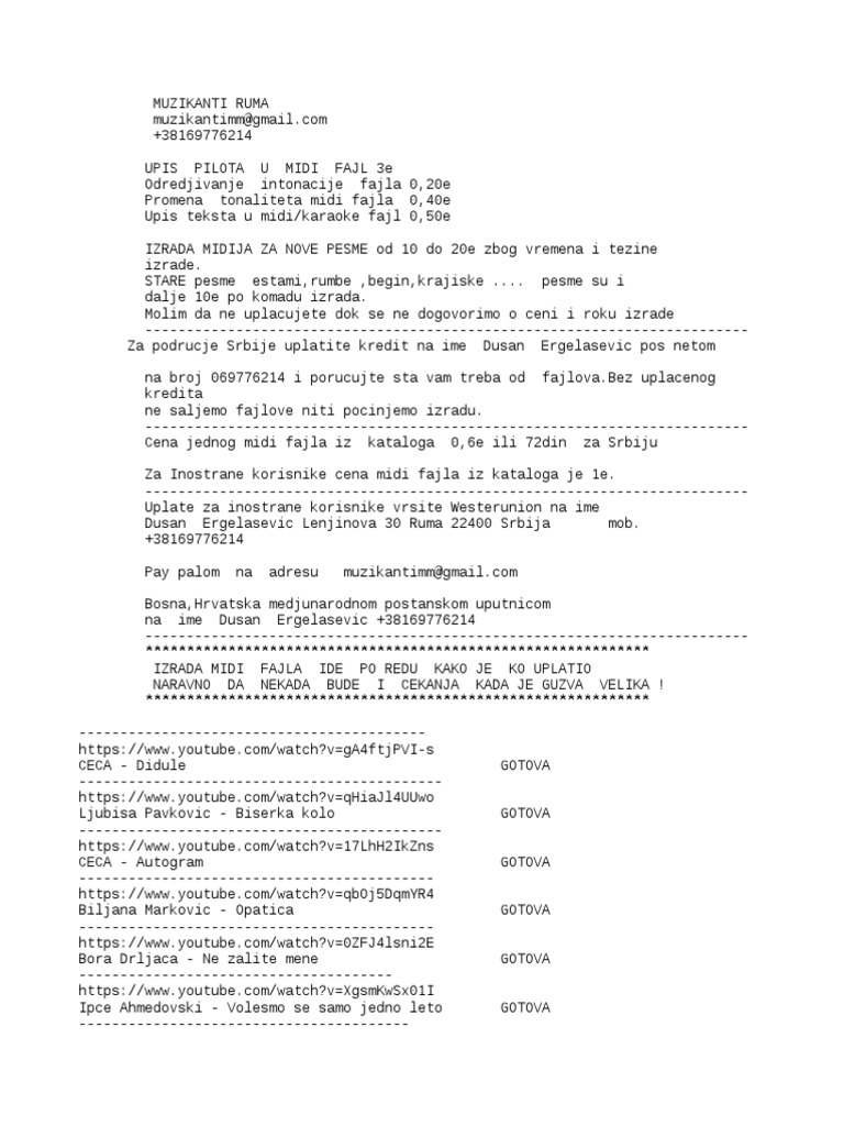 Katalog Midija MM Ruma Dopunjen | PDF