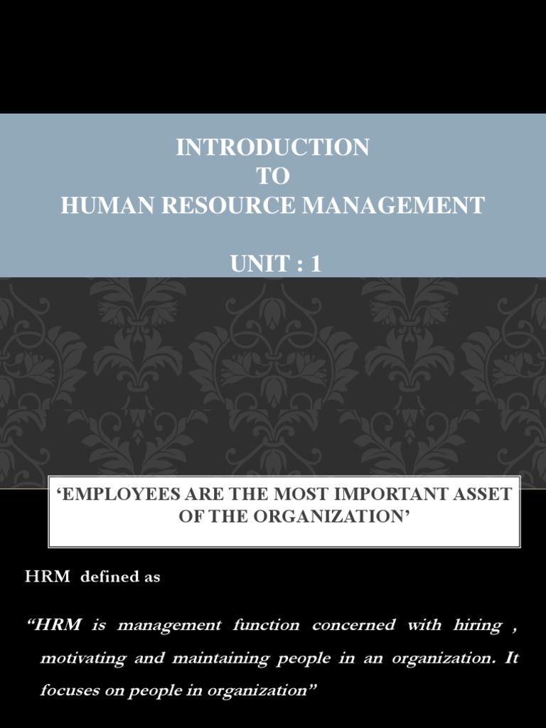 TO Human Resource Management Unit: 1 | PDF | Human Resource Management ...