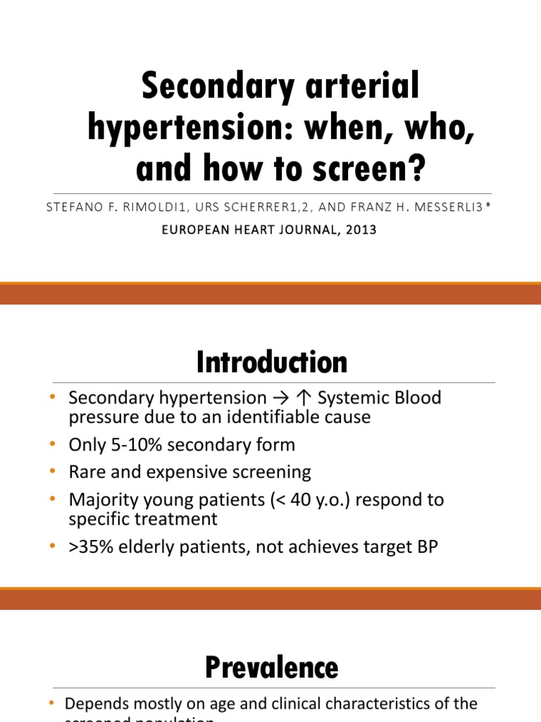 Secondary Arterial Hypertension | PDF | Hypertension | Cortisol