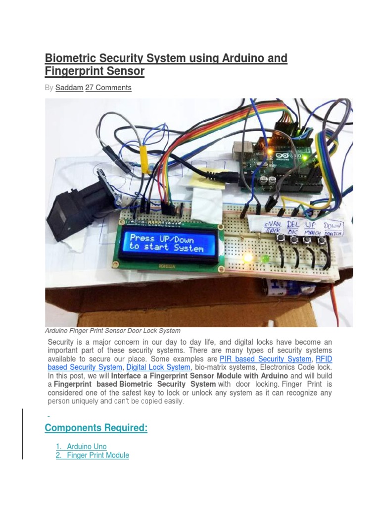 Biometric Security System Using Arduino and Fingerprint Sensor | PDF ...