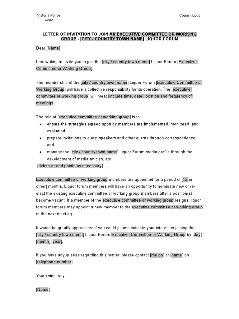 Sample Invitation To Join A Committee HOA Meeting Announcement Flyer