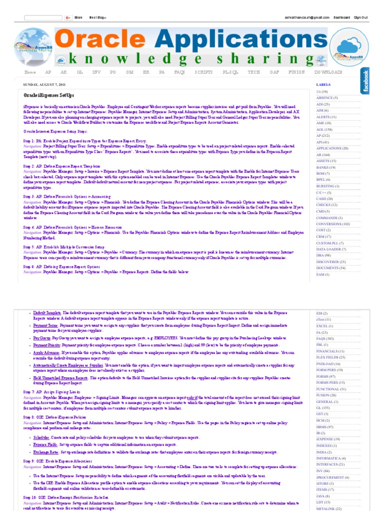 Or Oracle IExpenses SetUps | Download Free PDF | Accounts Payable ... Or Oracle IExpenses SetUps | Download Free PDF | Accounts Payable ...