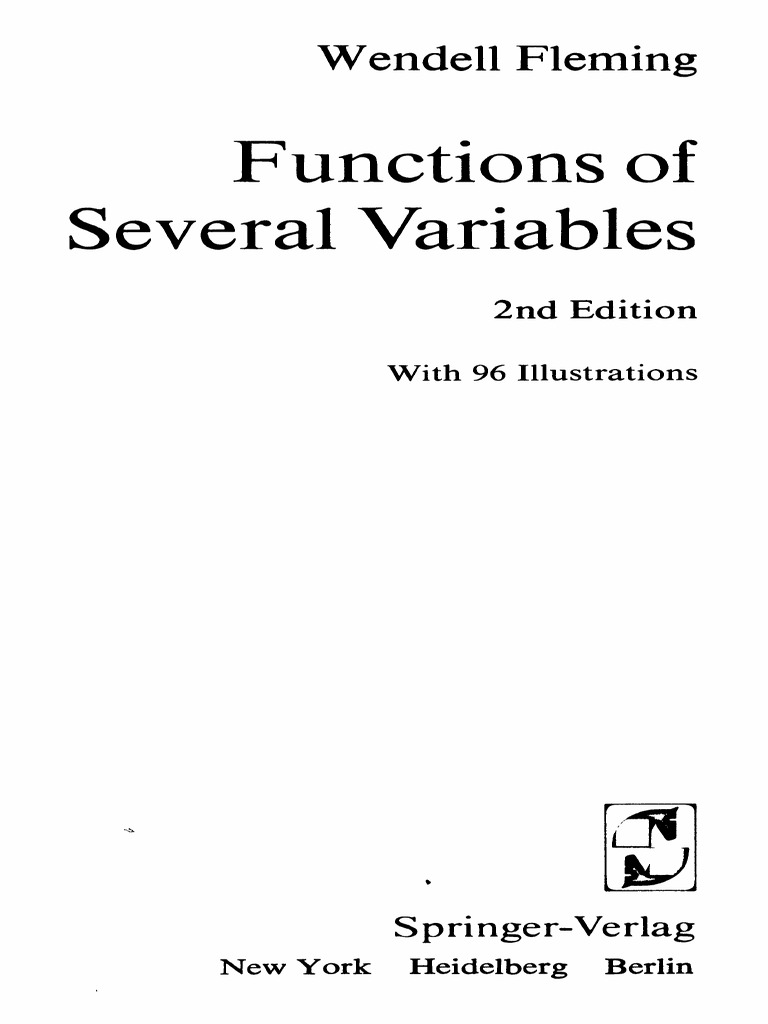 Wendell Fleming Functions of Several Variables | PDF