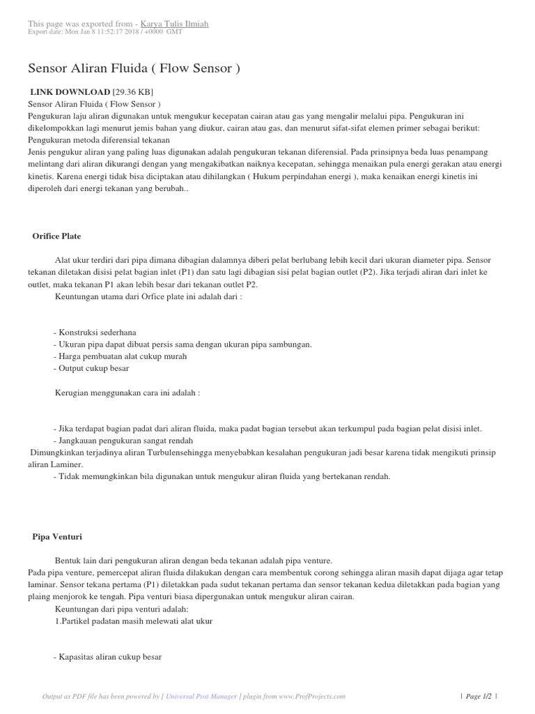 Sensor Aliran Fluida (Flow Sensor) | PDF