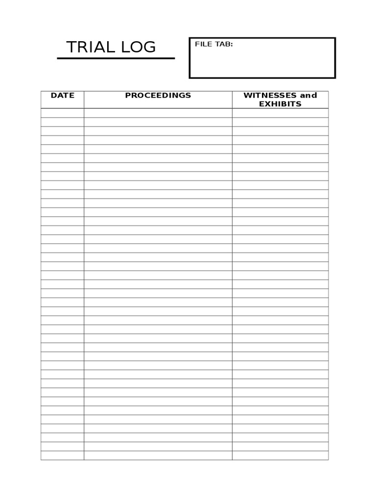 Trial Log and Exhibit Overview | PDF